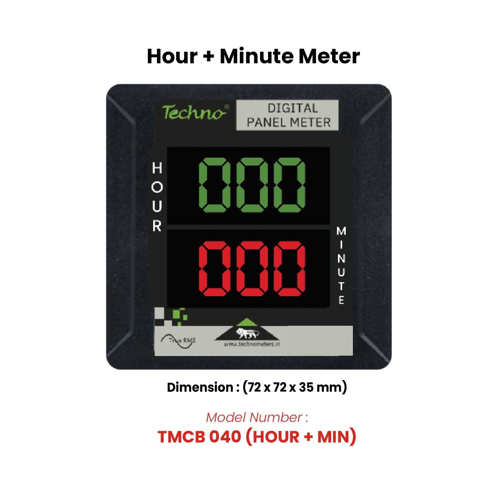 SINGLE PHASE DIGITAL HOUR & MINUTE PANEL METER – Techno Meters ...